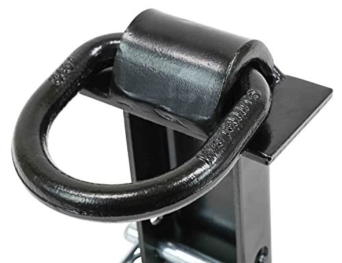 Mytee Products (4 Pack) Heavy Duty Adjustable Trailer Stake Pocket -Small 5/8 Inch Forged D Ring Black Powder Coated w/ 1/2" Hitch Pin, Load Limit 5400 lbs; 2 Adjustable Holes | Stake Pocket D-Ring
