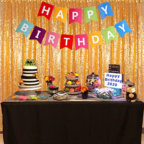 Partisout Sequin Curtain Backdrop 8ftx10ft Sequin Backdrop Sequence Backdrop Party Glitter Backdrop Sparkle Backdrop Wedding Photo Backdrop and Shimmer Backdrop (8ftx10ft, Gold)