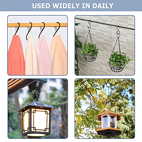 Mzekgxm 20 Pack S Hooks for Hanging, Heavy Duty Safety Buckle Design Black S Shaped Hooks for Hanging Kitchenware, Pots, Pans, Cups, Plants, Clothes, Towels in Kitchen, Bathroom, Closet, Garden