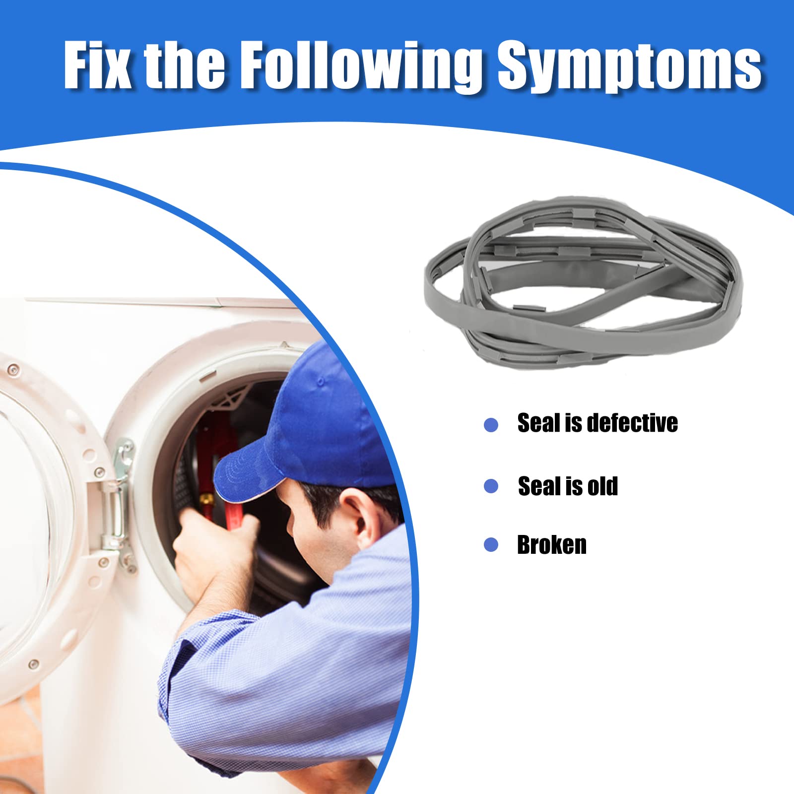 DC62-00344A Dryer Front Panel Air Seal Compatible with Samsung Dryer Door Air Seal,Replacement For 3992255 AP5916629 PS4276050 EAP4276050