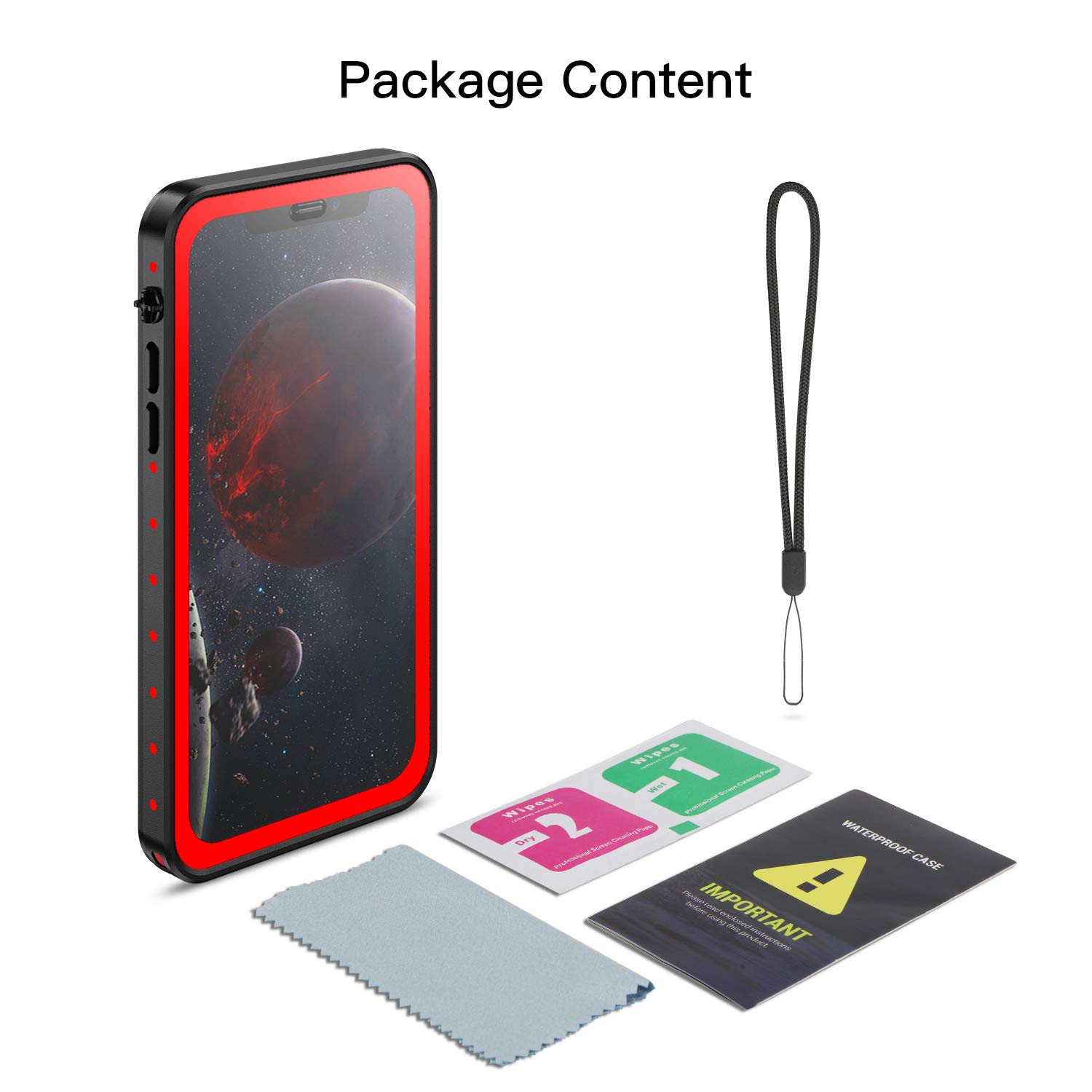 Fansteck iPhone 11 Waterproof Case, (6.1 inch) IP68 Full-Body Protective Case with Built-in Screen Protector, Snowproof/Dirtproof/Shockproof Case, High Sensitive Screen Touch (Red/Black)