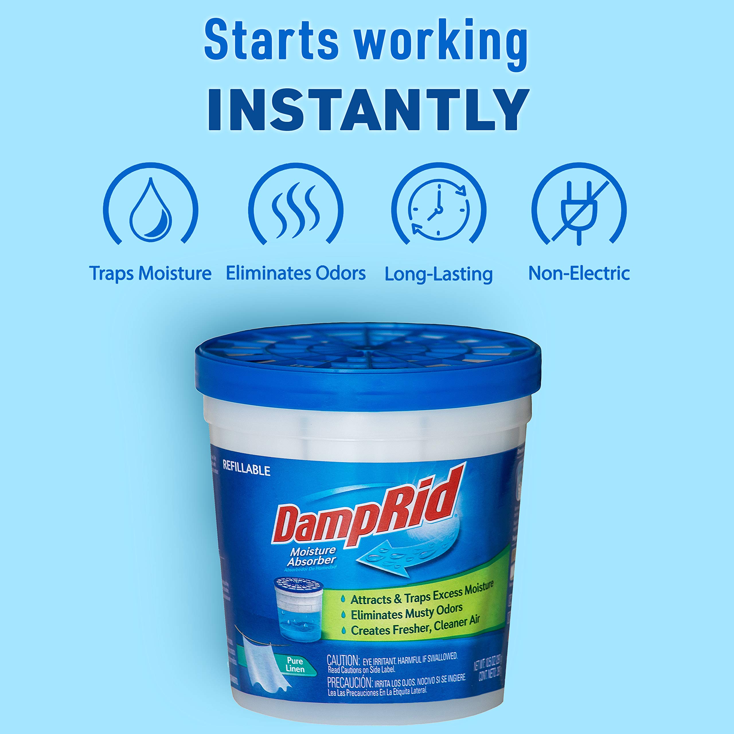 DampRid Pure Linen Refillable Moisture Absorber - 10.5oz cup – Traps Moisture for Fresher, Cleaner Air