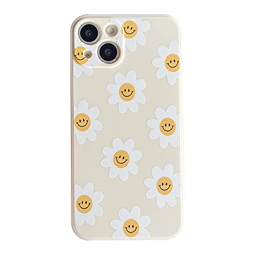 White Sunflower Cute Flower Phone Case for Apple iPhone 13 6.1 inch Smooth Silicone Soft Cover for iPhone 13 6.1"