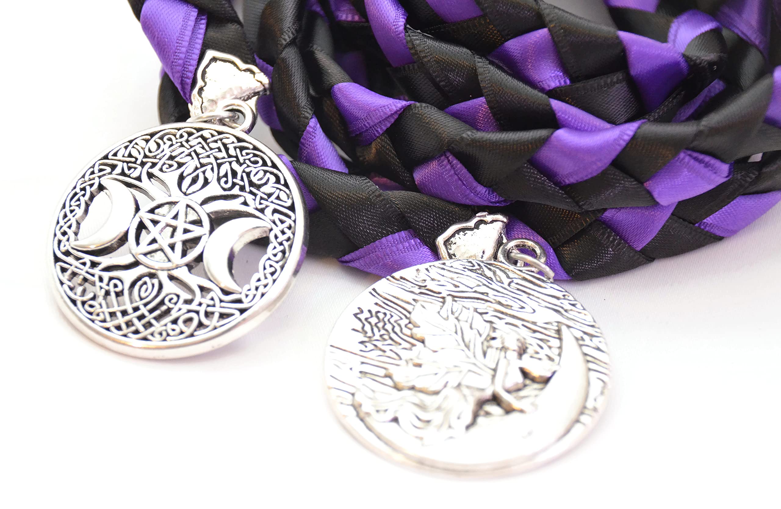Divinity Braid Purple & Black Triple Moon Goddess Wedding Handfasting Cord #Wedding #DivinityBraid #Celtic #Handfasting #Wedding #Pagan #HandfastingCord(HF-020), Black & Purple