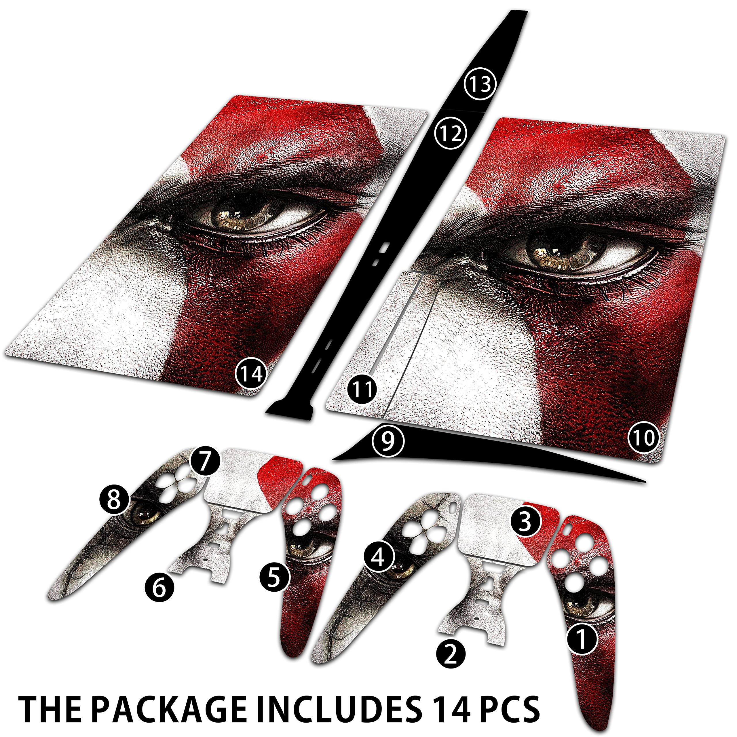 HK Studio PS5 Skin God Eyes - Easy Peel and Stick PS5 Skin Disc Edition with No Bubble, Waterproof - Playstation 5 Skin - Including PS5 Controller Skin and PS5 Console Skin