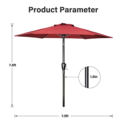 Simple Deluxe 9' Patio Umbrella Outdoor Table Market Yard Umbrella with Push Button Tilt/Crank, 8 Sturdy Ribs for Garden, Deck, Backyard, Pool, Red