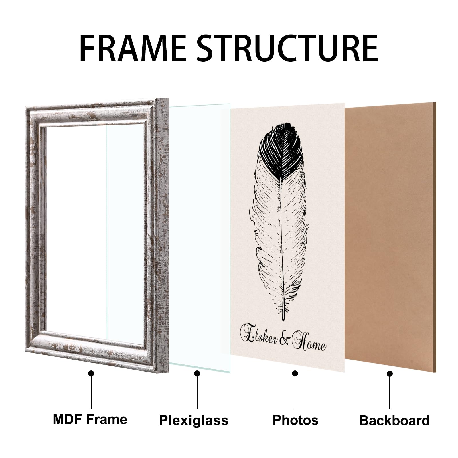 ELSKER&HOME 11 x 14 Picture Frame Set of 3, Rustic Farmhouse Distressed Retro Style Photo Frame for Wall Mounting and Tabletop,Wooden Frame for Gifts