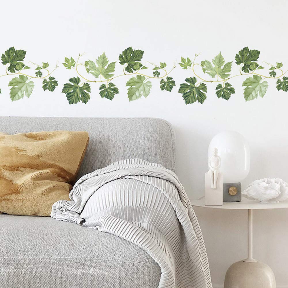 Evergreen Ivy Wall Decals Vines Border Wall Decor Stickers for Kitchen Living Room Decorations Set of 4 Sheets
