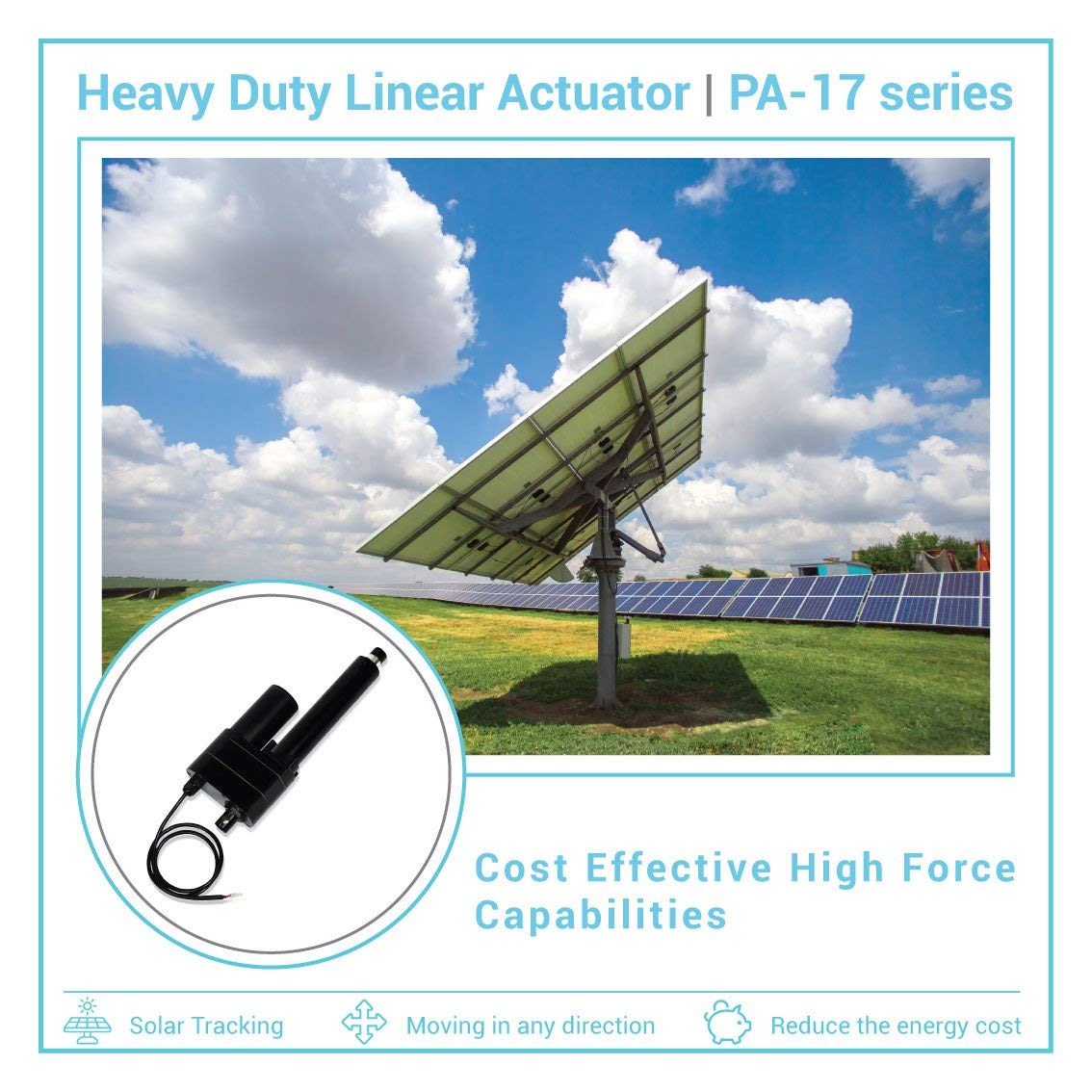 Progressive Automations 24V High Force Linear Actuator - 12 Inches, 2000 lbs Force Linear Actuator - Heavy Duty Linear Actuator with Feedback IP65 Protection for Industrial Use, PA-17