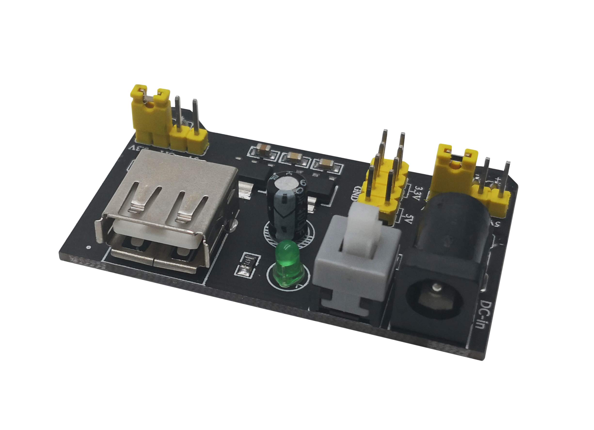 Excelity 3pcs 3.3V/5V Power Supply Module for MB102 Breadboard Kit with USB to 5.5 * 2.1mm Cord