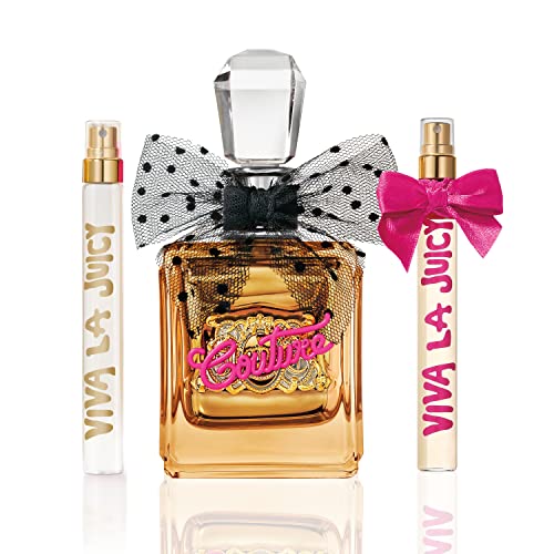 Juicy Couture Viva La Juicy Gold Couture 3 Piece Fragrance Gift Set, Perfume for Women