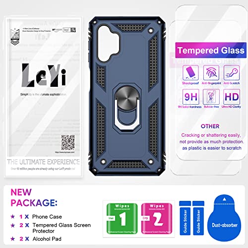 LeYi for Galaxy A32 5G Case, Samsung A32 Case with [2 Pack] Tempered Glass Screen Protectors, [Military-Grade] Magnetic Ring Holder Kickstand Case for Samsung Galaxy A32 5G (Not Fit 4G), Blue