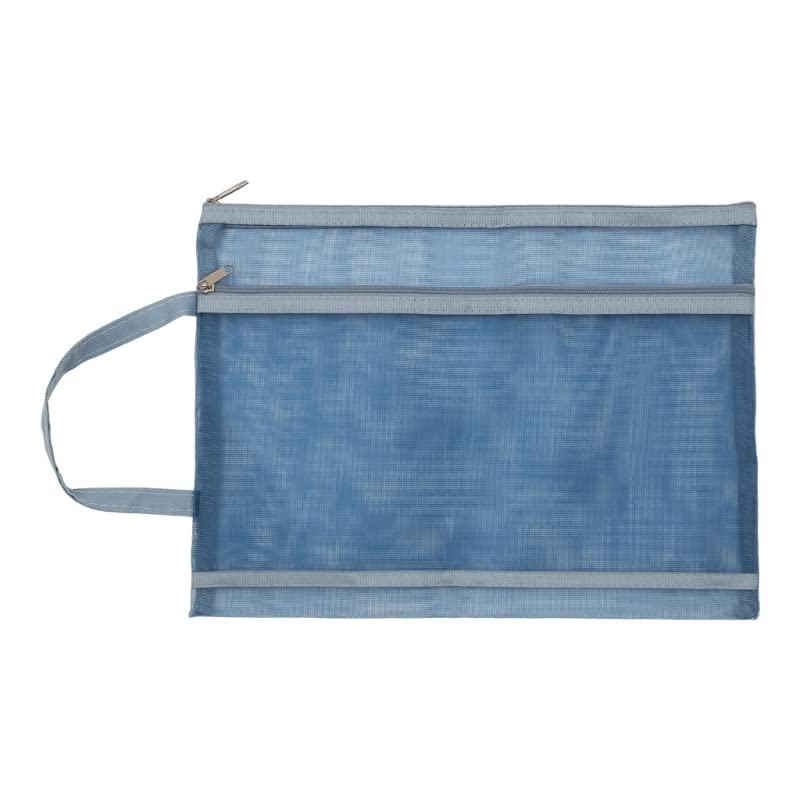 Mesh Zipper Pouch Exam Storage Bags File Pocket Multipurpose Plastic Document Pouch for Office School Supplies Travel Zip File Folder Organizer Zip File Folder Pouch for Binder