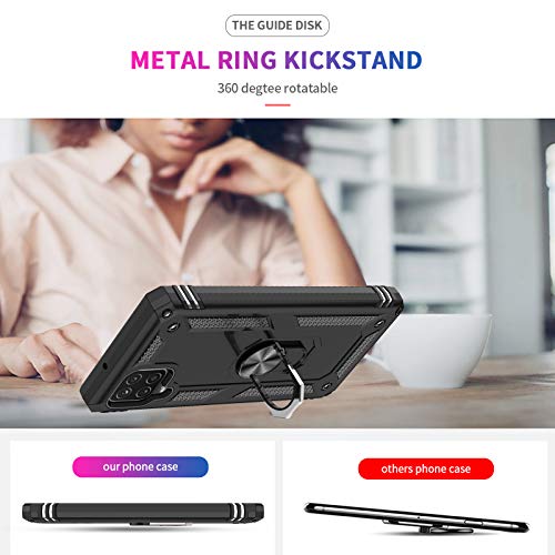 LeYi for Samsung Galaxy A12 Case, Samsung Galaxy A12 Phone Case with [2 Pack] Tempered Glass Screen Protector, [Military-Grade] Ring Kickstand Phone Case for Samsung A 12 5G, Black