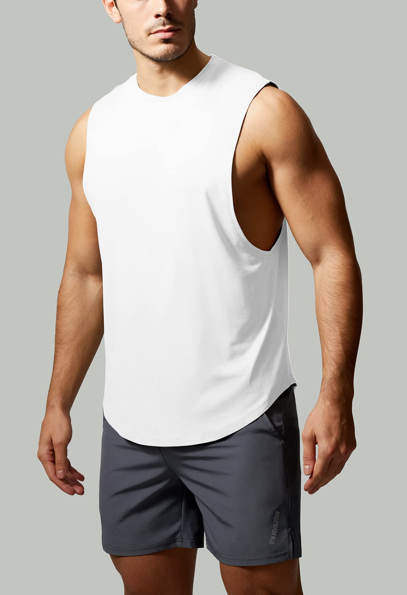 GYM REVOLUTION Men's 5 Pack Workout Tank Tops Muscle Gym Quick Dry Sleeveless Shirts Black White Red Blue Grey M