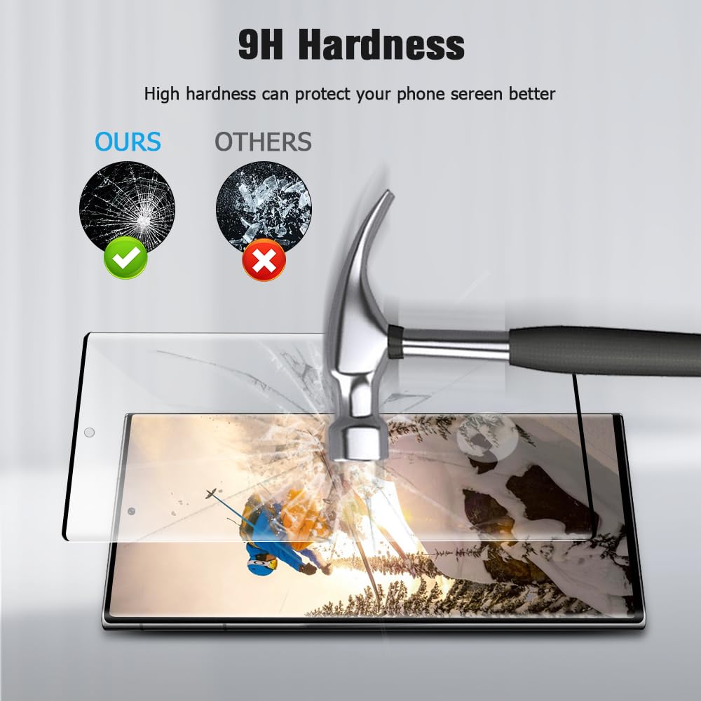 Galaxy S23 Ultra Screen Protector 2+2 Pack With Camera Lens Protector,9H hardness,Compatible Fingerprint,3D Full Coverage,for Samsung Galaxy S23 Ultra 5G 6.8 inch Tempered Glass Screen Protector