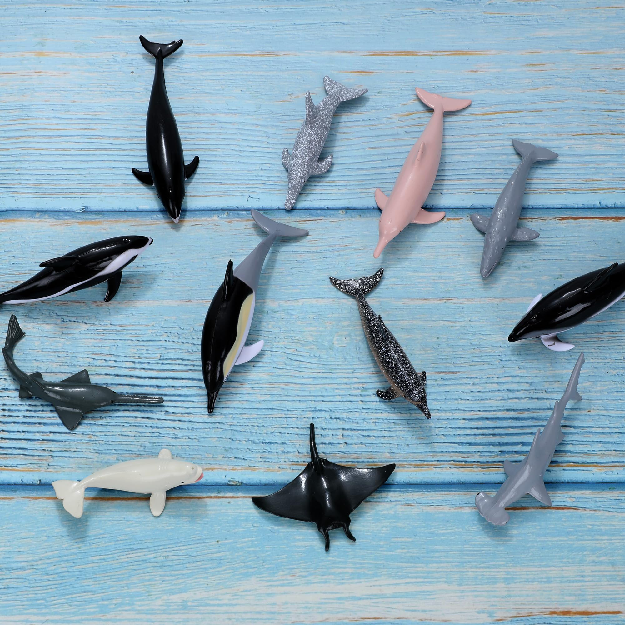 Dolphin Toy 12PCS Cake Topper Birthday Party Supplies Mini Dolphin Figurines Set Sea Creature Plastic Fish Learning Toy Gift