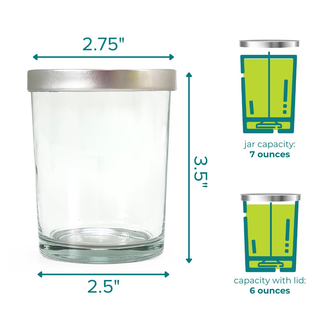 Direct Candle Supply 8 Fl Oz Glass Tumbler/Jar Glass with Metal Lid 12pk for Candle Making
