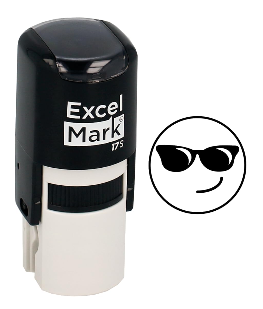 ExcelMark Round Teacher Emoji Stamp - Smirking Shades