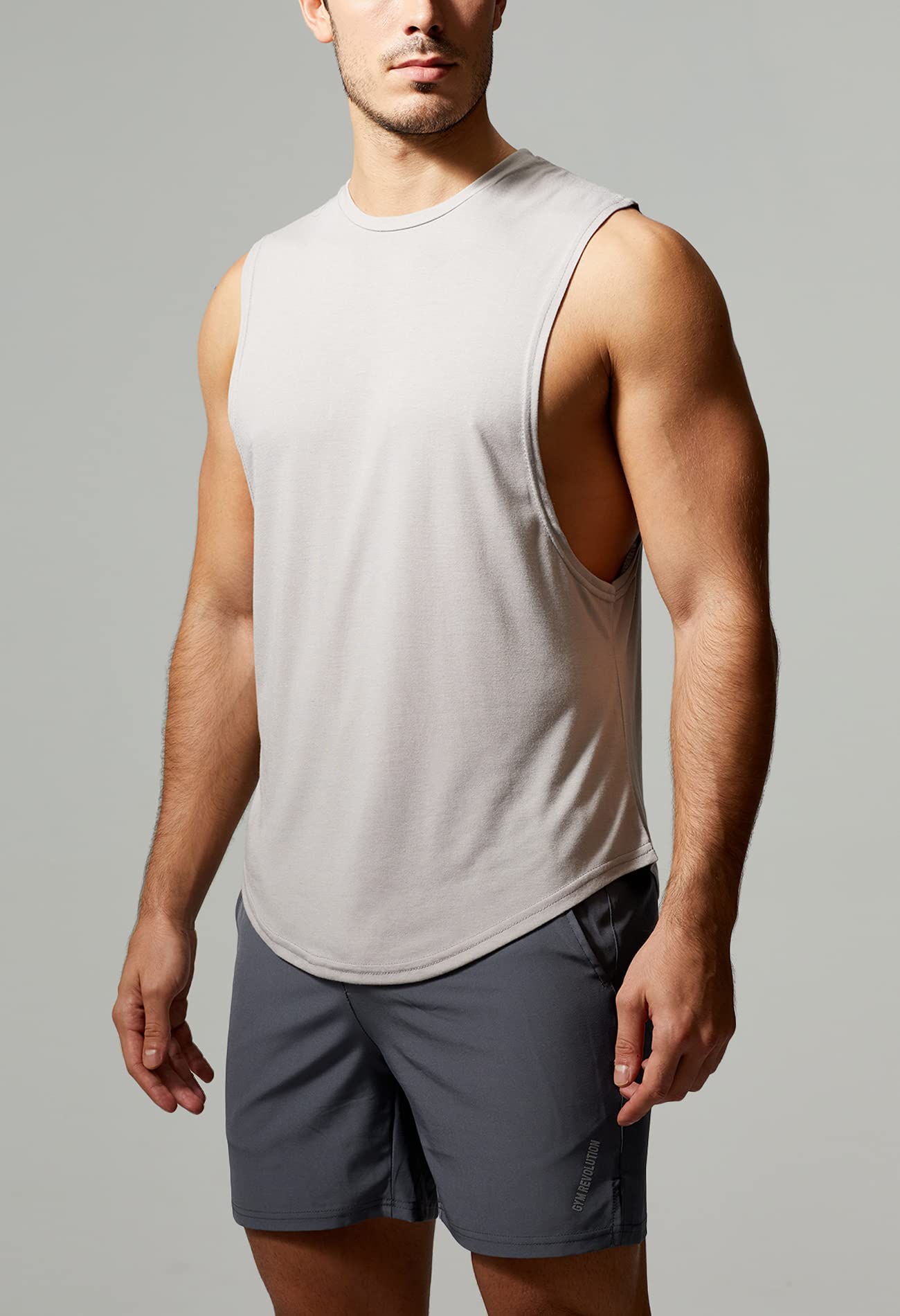 GYM REVOLUTION Men's 5 Pack Workout Sleeveless Shirts Muscle Gym Tank Tops Black XXL