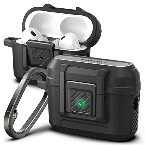 Spigen Lock Fit Designed for AirPods Pro 2nd Generation Case (USB-C/Lightening Cable) with Secure Lock Clip - Black