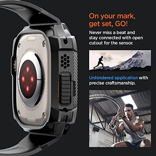 Spigen Rugged Armor Pro Designed for Apple Watch Ultra2/Apple Watch Ultra Case with Band 49mm - Black
