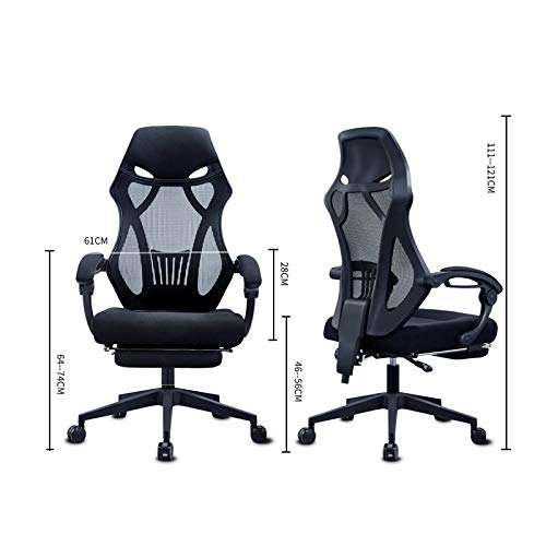 DOUBAO Reclining Office Chair - 300 LB Capacity Ergonomic Computer Mesh Recliner, Executive Swivel Office Desk Chair, Task Chair with Hidden Footrest and Lumbar Support,Black Footrest (Size : Black