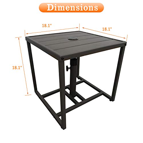 Patio Umbrella Table Stands with Umbrella Hole,with 4 Sand Bags Outdoor Umbrella Bases Small Square Table for Bistro,Balcony, Backyard, Patio, Garden, Deck and Pool Occasions