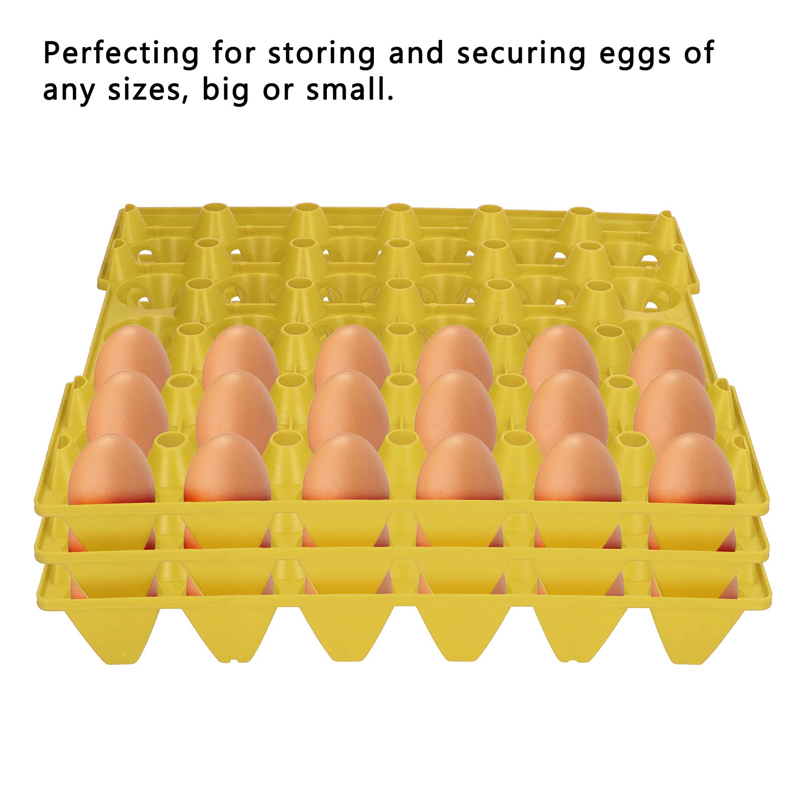 Egg Crates, 30 Cell Plastic Egg Tray Sturdy 5PCS for Hennery for Farm(yellow)