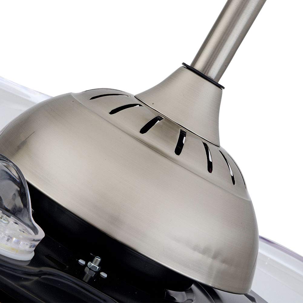 Gdrasuya10 Crystal Ceiling Fan Dimmable Chandelier with Lights and Remote Modern Invisible Retractable LED Fan for Living Room Bedroom Basement Kitchen Garage Decorations -Polished Chrome 42 Inches