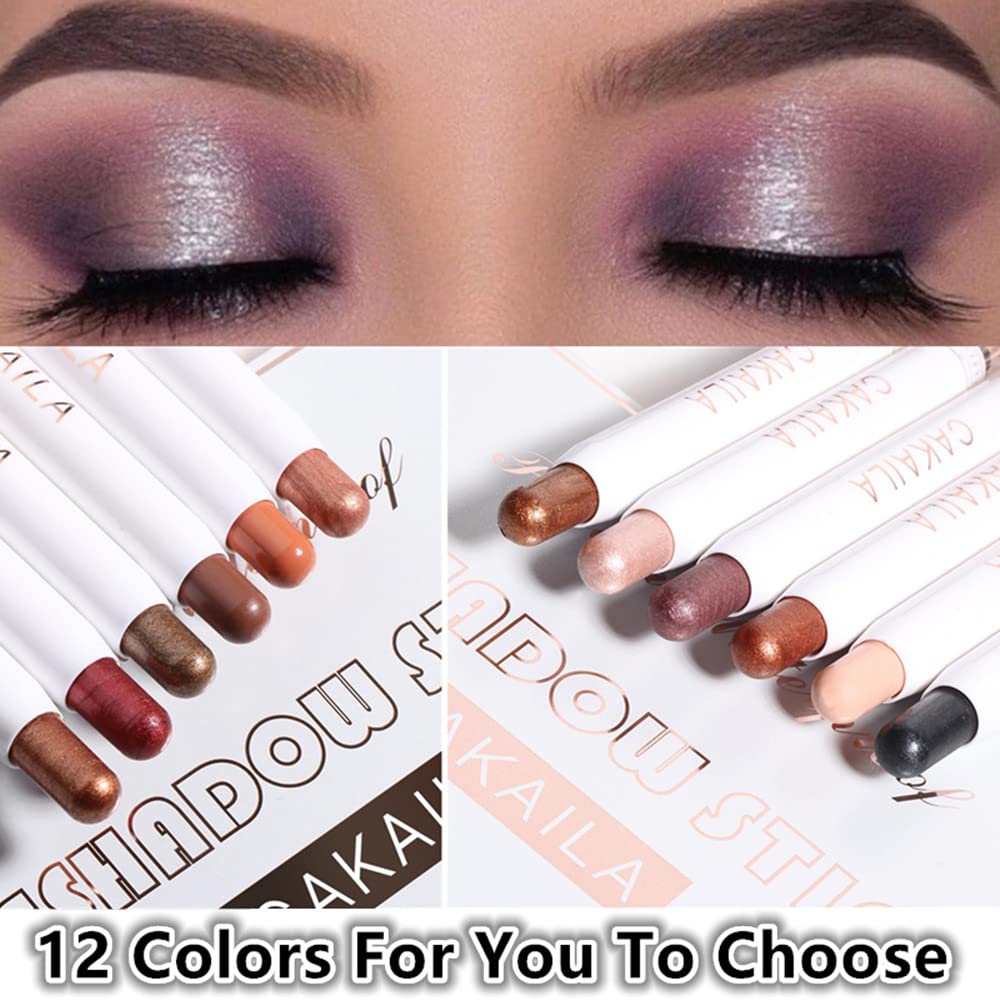 Go Ho Matte Cream-to-Powder Eyeshadow Stick,2 in 1 Eyeshadow Pencil Crayon Eye Brightener Stick,Smooth Easy To Color Waterproof,12 Desert Flesh Matte