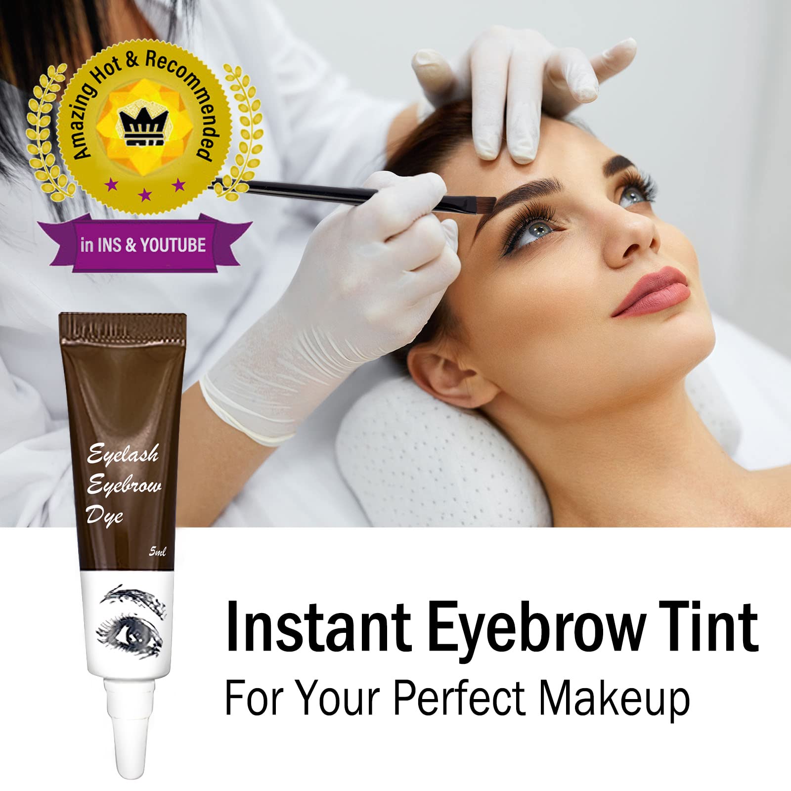 Eyebrow & Eyelash Color Kit, Eyebrow Ti-ŋt & Eyelash Ti-ηt, Suitable for Salon & Home Use (Brown)
