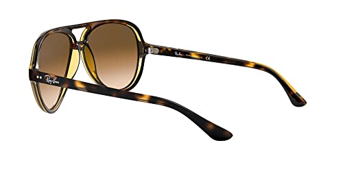 Ray-Ban RB4125 Cats 5000 Aviator Sunglasses, Light Havana/Clear Gradient Brown, 59 mm