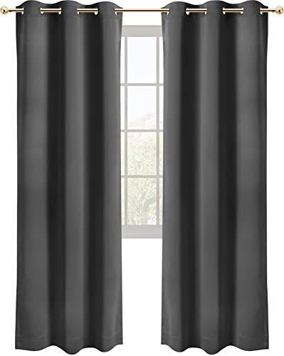 Utopia Bedding Blackout Curtains for Bedroom, Grommet Window Curtains 84 Inch Length 2 Panels, Thermal Insulated Drapes for Living Room (Grey, 42W x 84L Inches)
