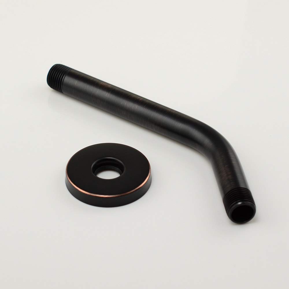 Purelux Shower Arm 8 Inches Universal Replacement Made of Stainless Steel, Oil Rubbed Bronze Finish Flange Included