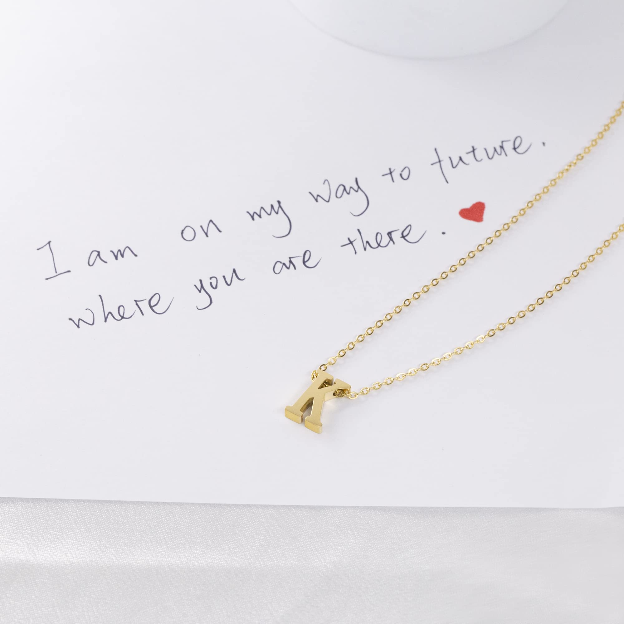 ELBLUVF Stainless Steel 18K Gold Plated Personalized Letter Dainty Initial Necklace Jewelry for Women (K)