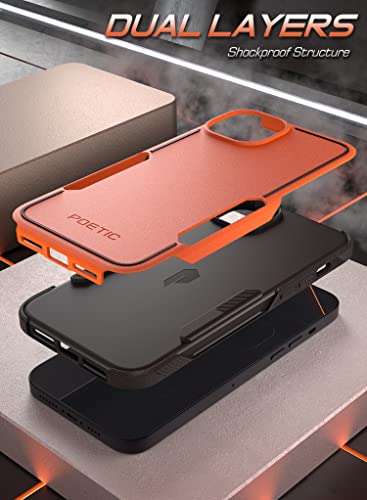 Poetic Neon Series iPhone 14 Case, Dual Layer Heavy Duty Tough Rugged Light Weight Slim Shockproof Protective Drop Protection Phone Case 2022 New Cover for iPhone 14 (6.1 Inch), Orange