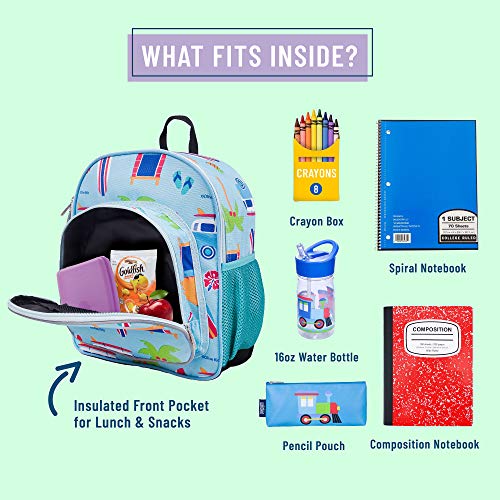 Wildkin 12 Inch Backpack Bundle with Insulated Lunch Box Bag (Surf Shack)