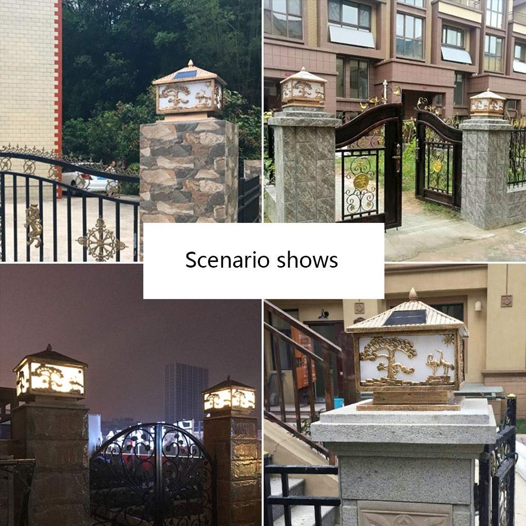 DIAOD Outdoor Lighting Solar Column Headlights Outdoor Waterproof Garden Lights Wall Pillar Headlights Villa Doorpost Lights Home Garden Viewing Lights with Remote Control (Size : L)