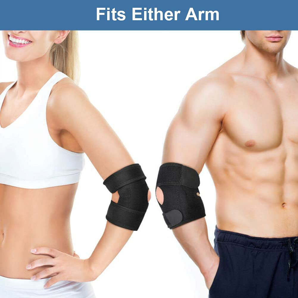 Elbow Support Adjustable Neoprene Elbow Brace with Dual-Spring Stabiliser, Elbow Strap for Golfers Elbow, Tennis Elbow, Arthritis, Sports Injury Pain Relief and Provides Support,Unisex