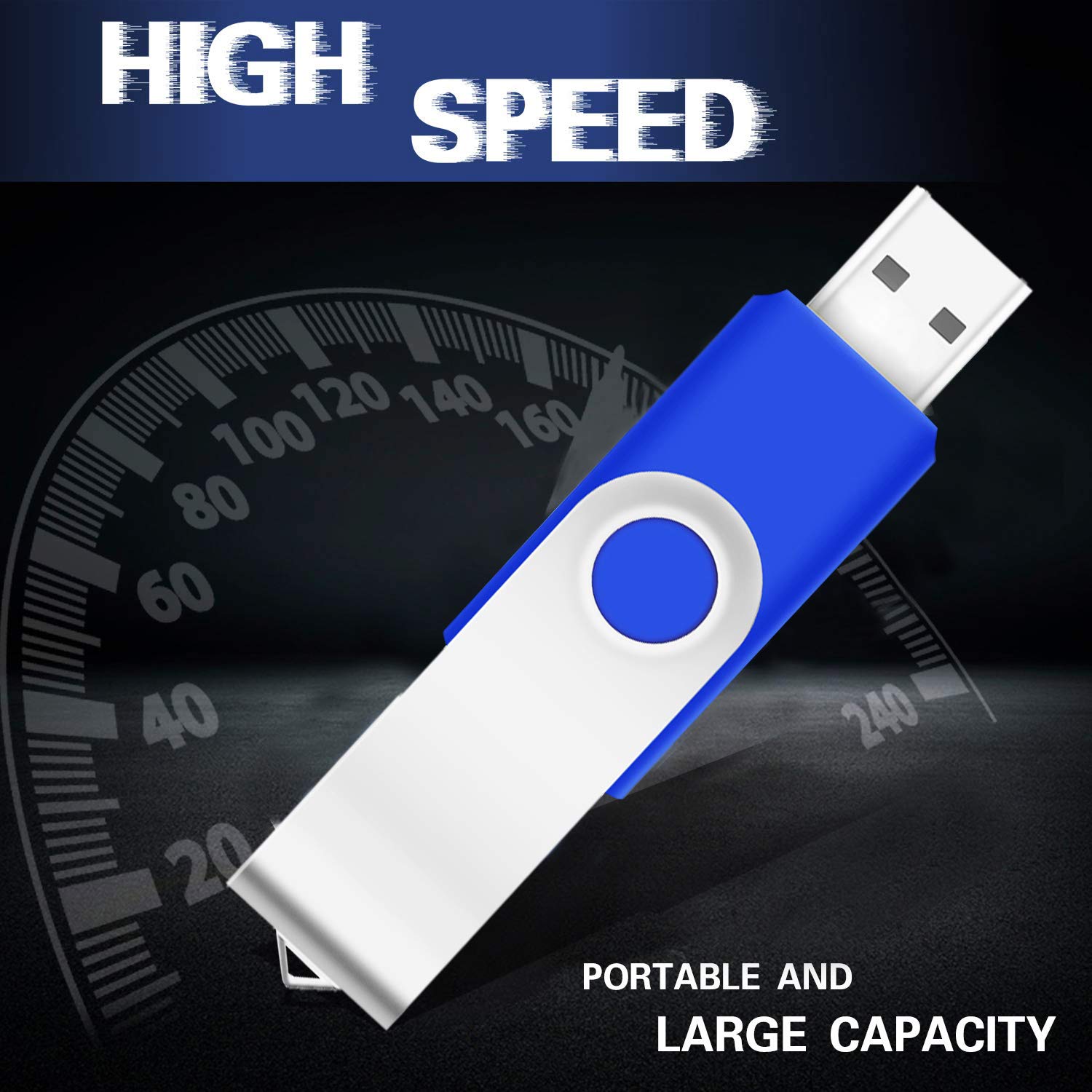 EASTBULL 2GB Flash Drive 100 Bulk USB 2.0 Fast Speed Flash Drives Pack Swivel USB Drives Pack (Blue)