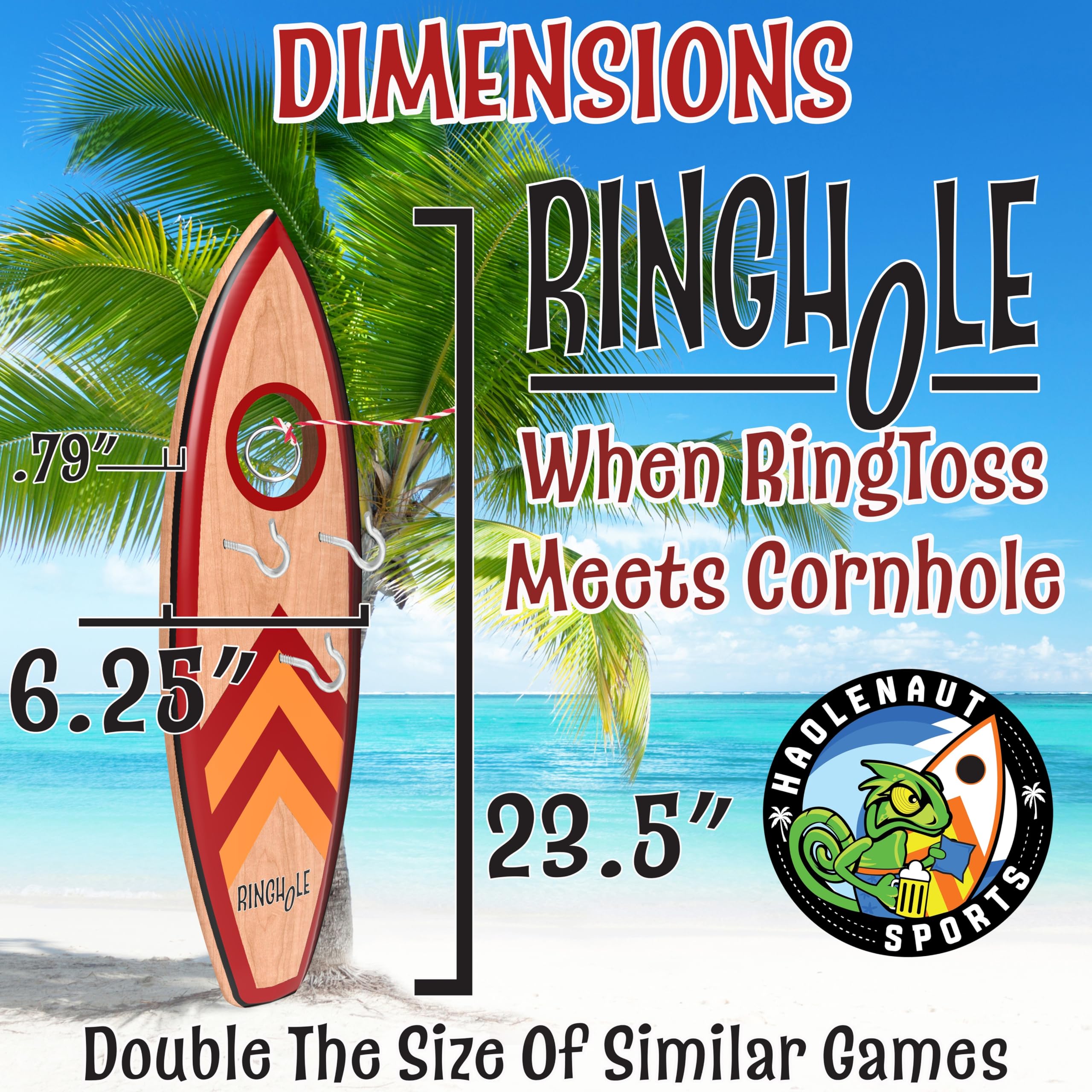 Hook Game, Ring Toss Game for Adults & Kids (Ringhole Large Size 23.5β x 6.25β), Hook and Ring Game, Ring Hook Game, Ring Toss, Bar Games for Adults, 3 Hooks, Wall Mount