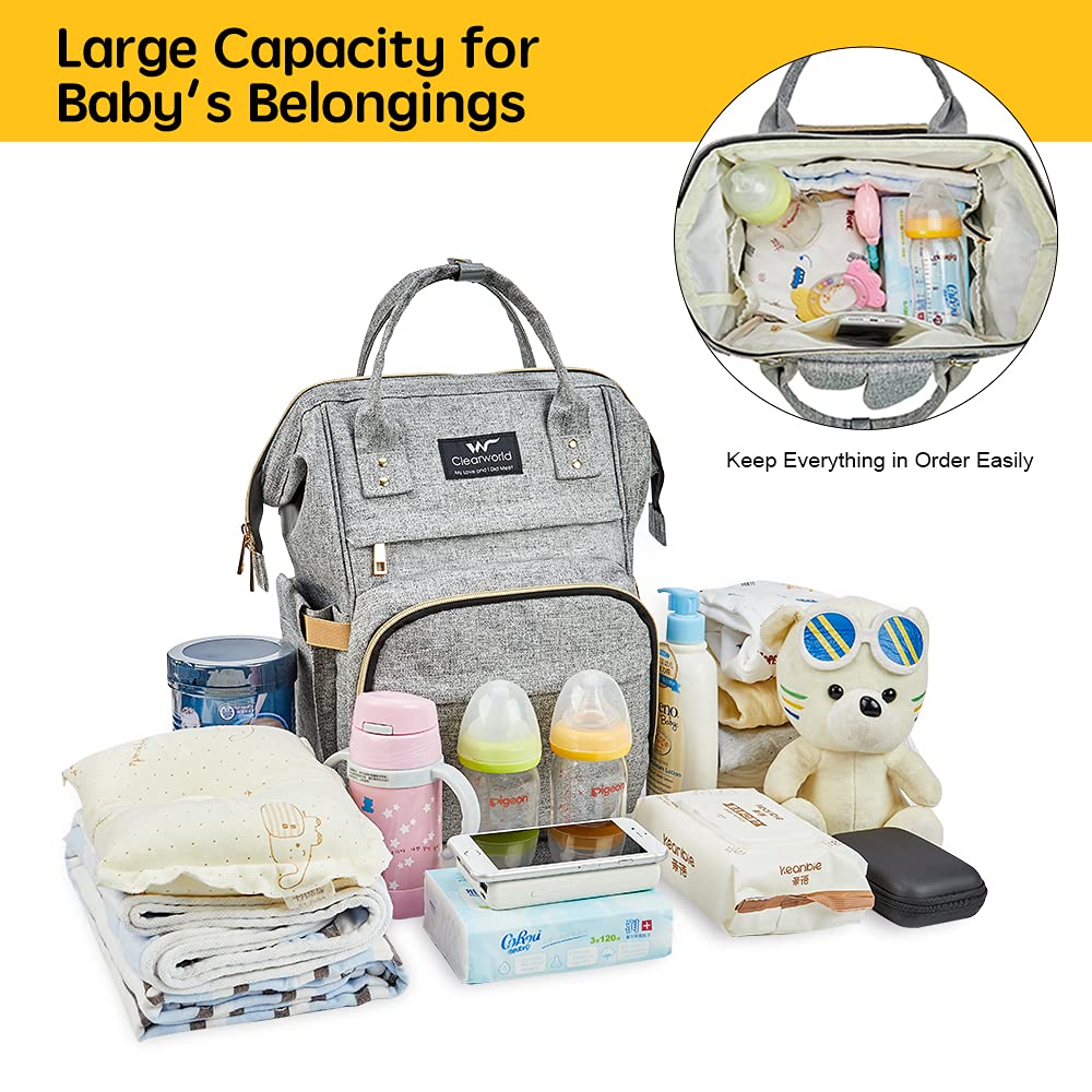 Diaper Bag Backpack, Large Maternity Baby Nappy Changing Bag with Insulated Pockets, Stroller Straps