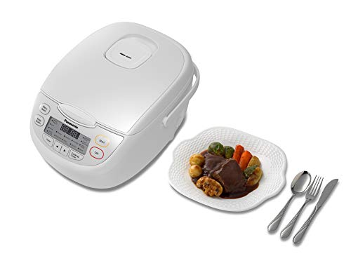 Panasonic 5 Cup (Uncooked) Rice Cooker with Pre-Programmed Cooking Options for Brown Rice, White Rice, and Porridge or Soup - 1.0 Liter - SR-CN108 (White)