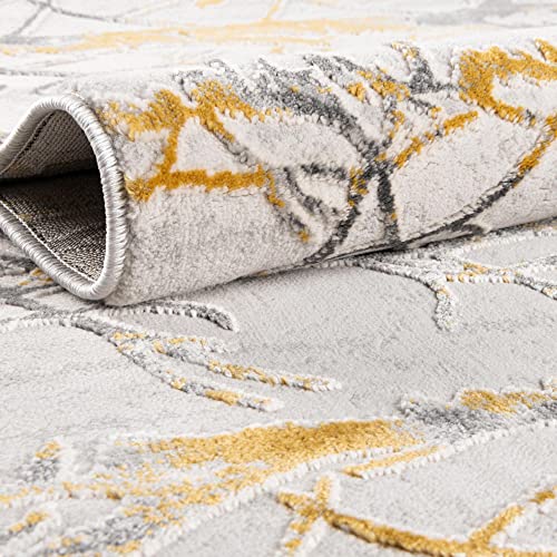Rugs.com Finsbury Collection Rug β 5' 3 x 8' Yellow and Gray Medium Rug Perfect for Living Rooms, Large Dining Rooms, Open Floorplans
