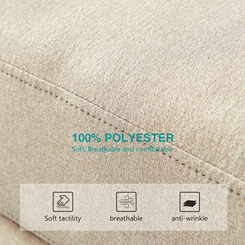 RUIFUDA 3 Seater Couch Sofa, Modern Sofa with Classic Nails & Seat Cushion Backrest Removable for Living Room, Bedroom, Apartment, Beige-3 Seater