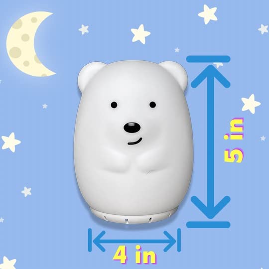 Glowing Night Light with Bluetooth Speaker - Bear, Nursery Night Light, Silicone Nursery Light for Baby and Toddler