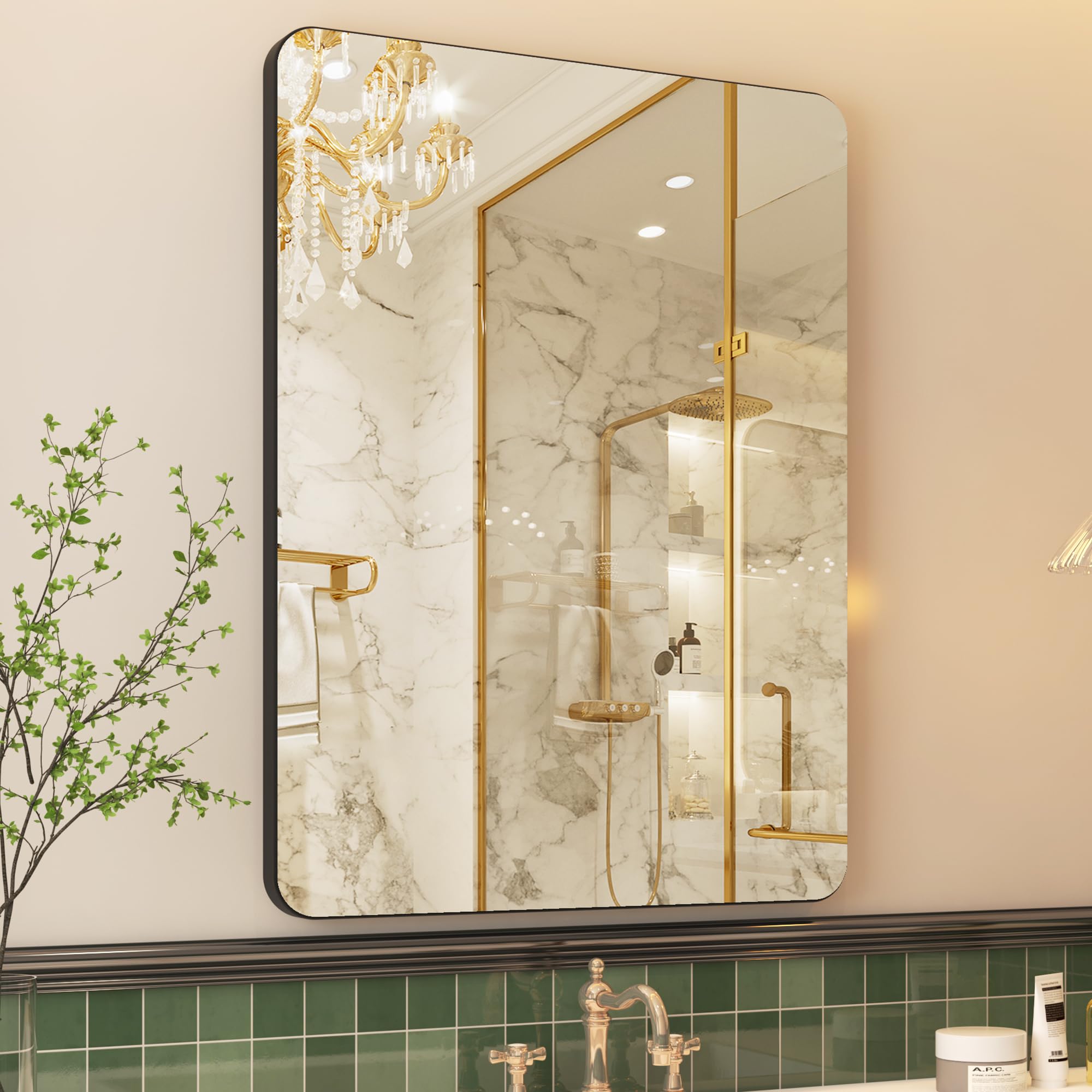 dnbss 47"x20" RGB Over Door Lighted Mirror, Full Length Mirror with Lights, LED Wall Mounted Hanging Mirror, Full Body Dressing Mirror, Light Up Mirror for Bedroom Living Room, Black