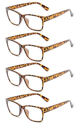 Readers Readers.com Fully Magnified Reading Glasses: The McNealy - 4 Pairs, Classic Rectangle for Women and Men - Tortoise, 1.25