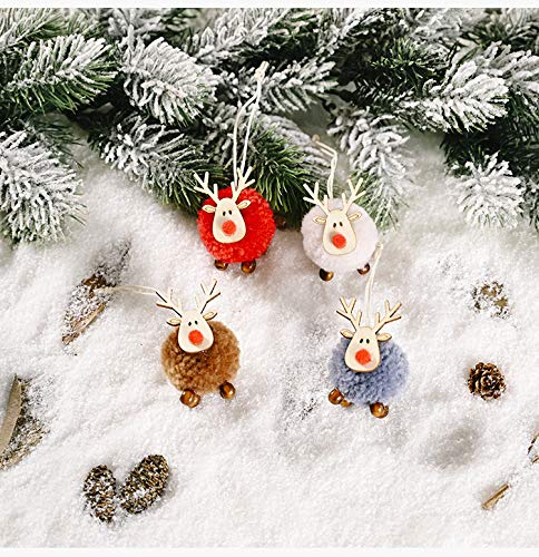 PartyYeah 24Pcs Christmas Cute Wool Felt Wooden Elk Antler Pendants Christmas Tree Decorations Cute Deer Craft Ornament for Christmas 2022 New Year Home Decor